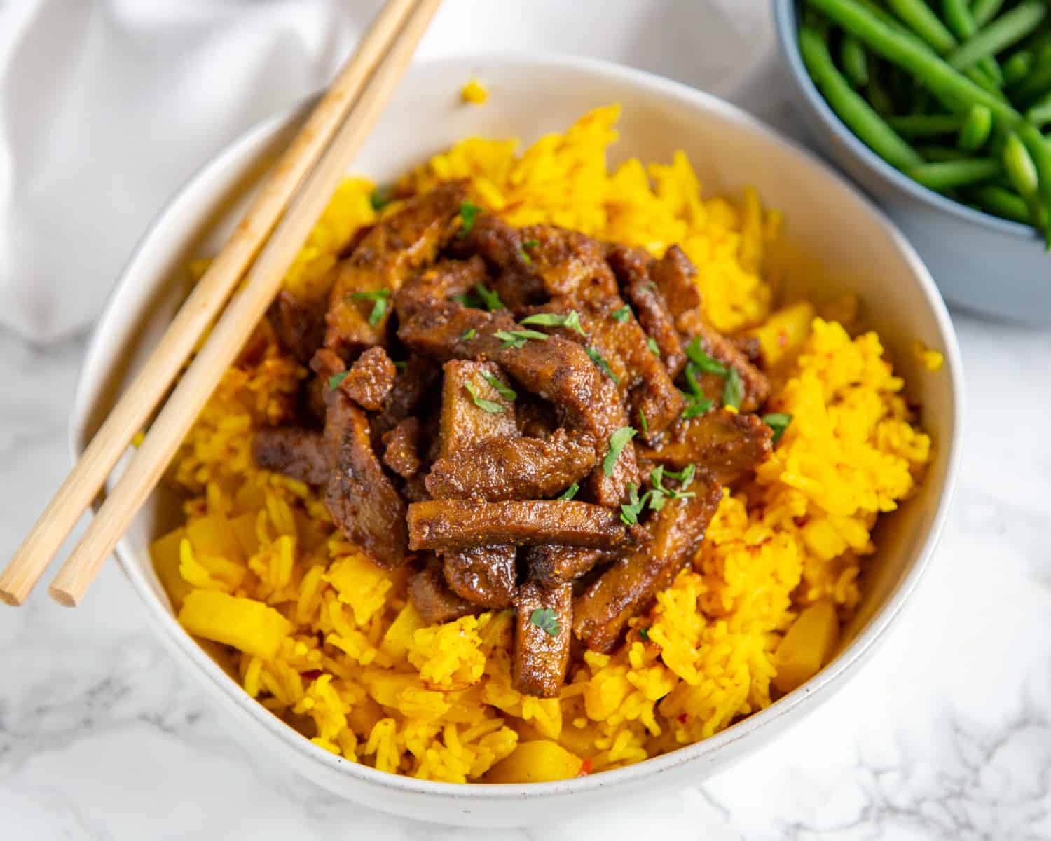 Curry Seitan with Pineapple Rice - Cardamom & Coconut